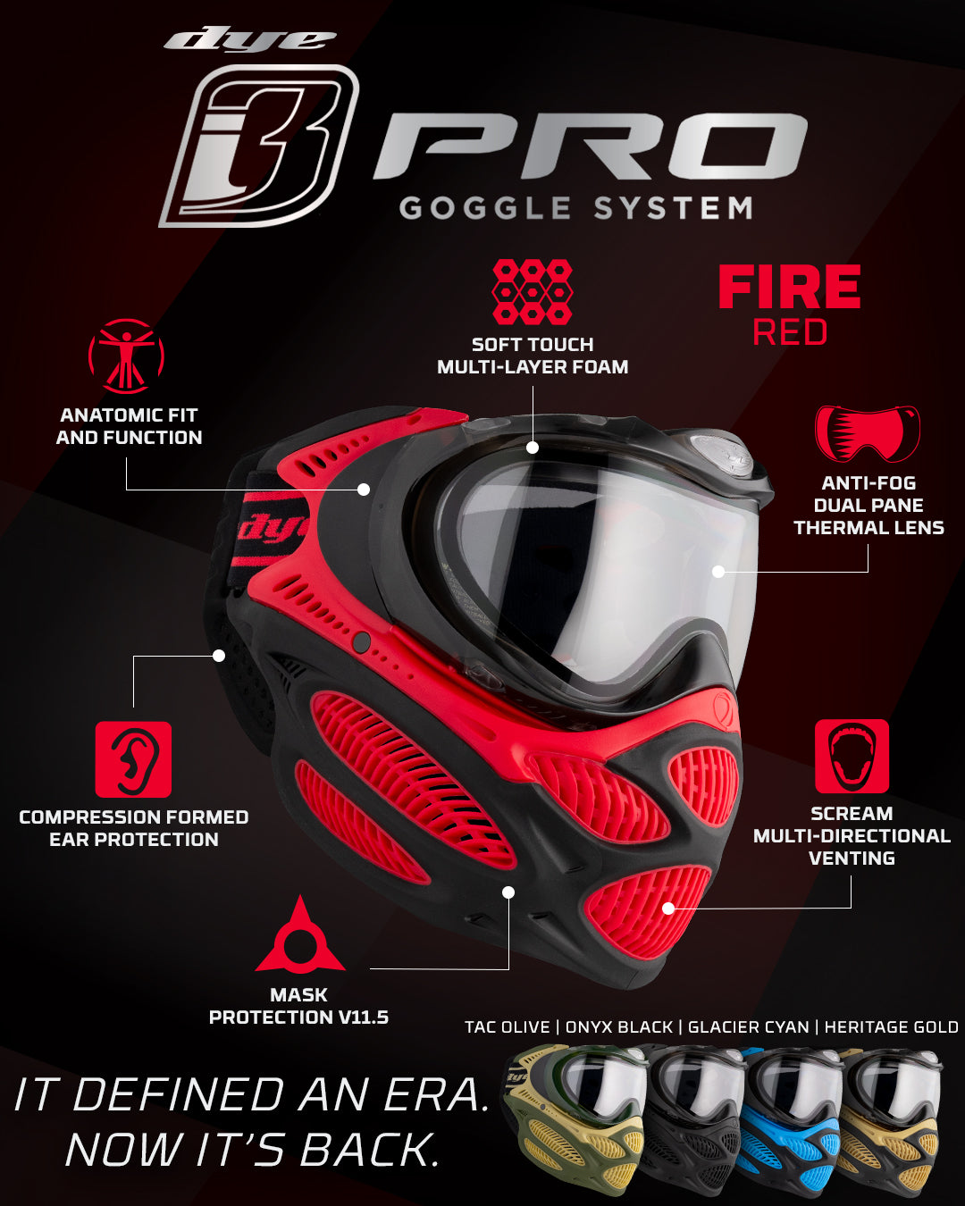 DYE i3 PRO GOGGLE - FIRE RED – LVL UP Sports